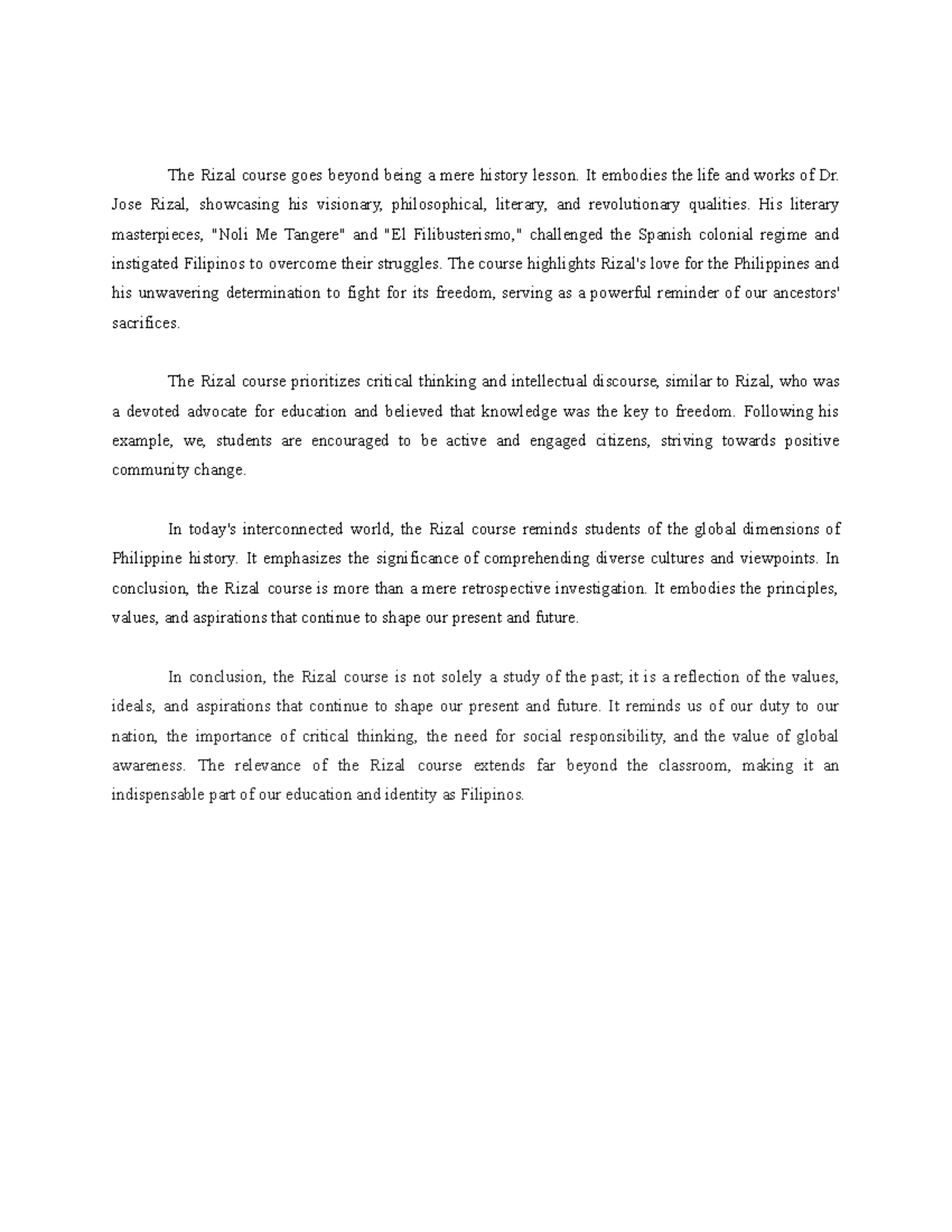 Rizl - The Rizal course goes beyond being a mere history lesson. It ...