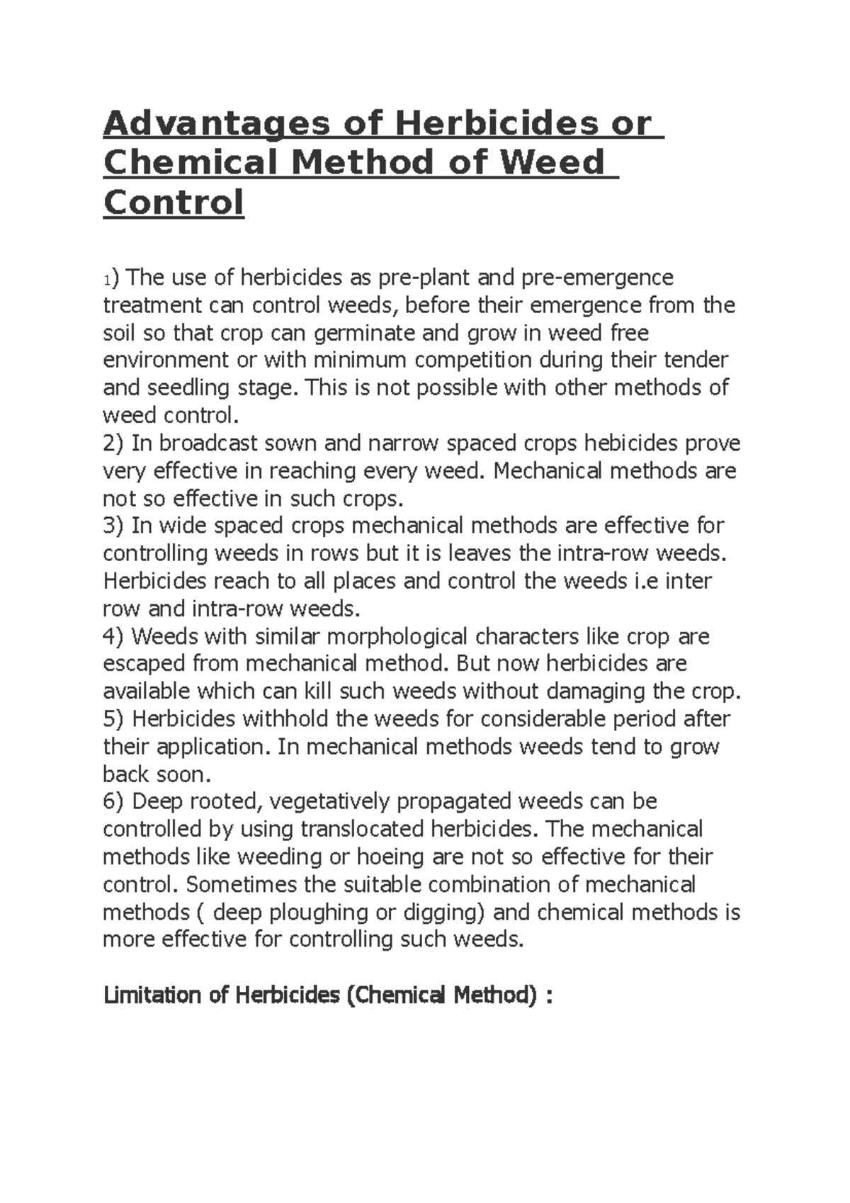 Advantages of Herbicides or Chemical Method of Weed Control 77 ...