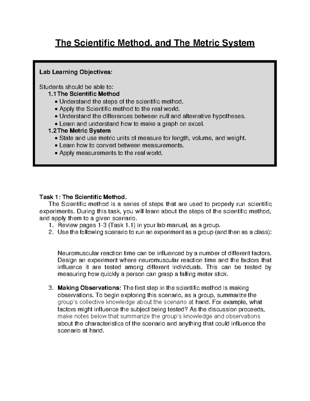 Scientific Method and Metric System Lab - Studocu