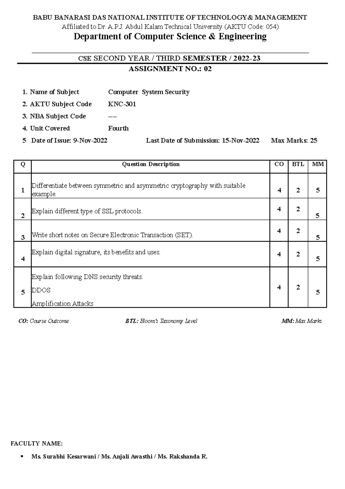Assignment-02-CSS (Unit -4) - BABU BANARASI DAS NATIONAL INSTITUTE OF TECHNOLOGY& MANAGEMENT ...