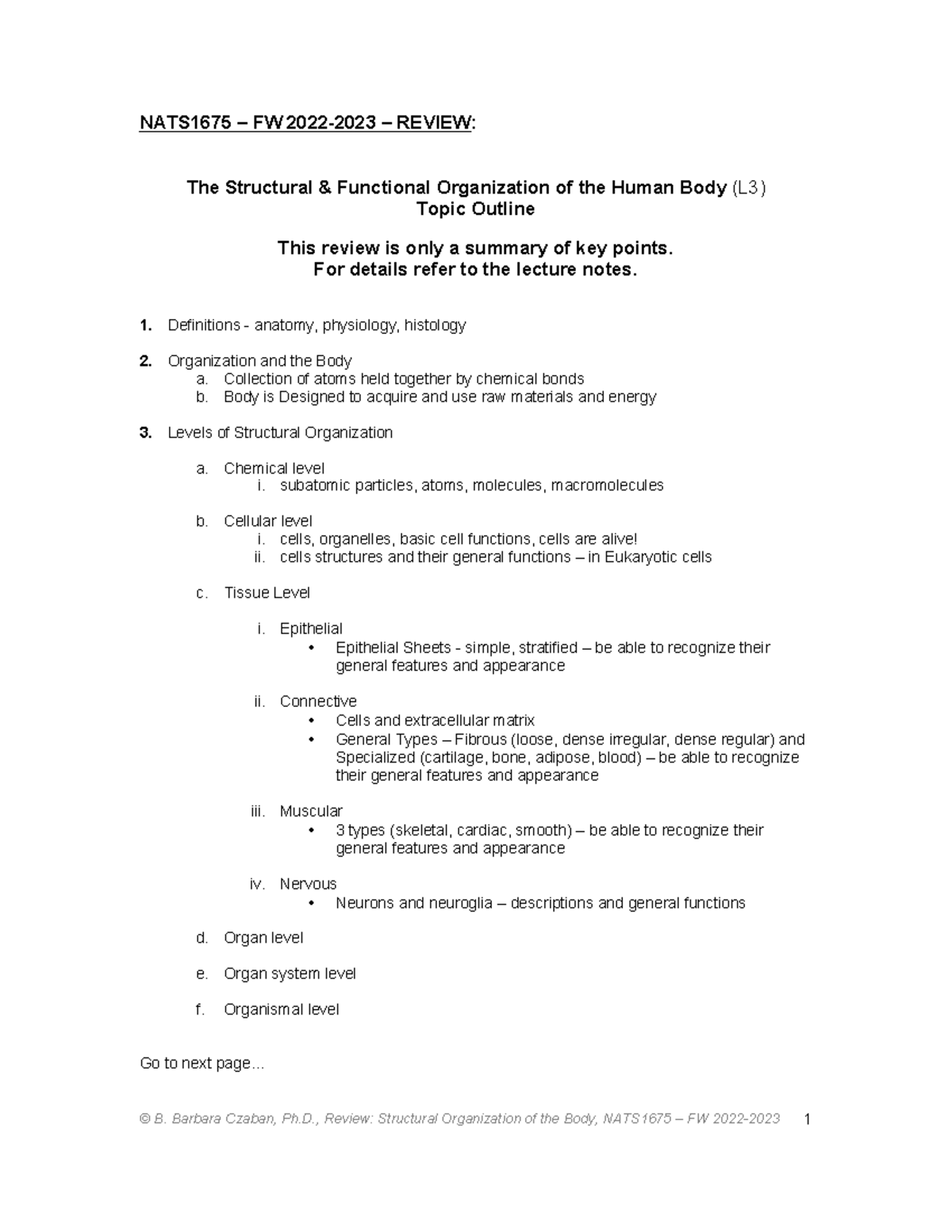 Nats 2 - notes - NATS1675 – FW 2022-2023 – REVIEW: The Structural ...