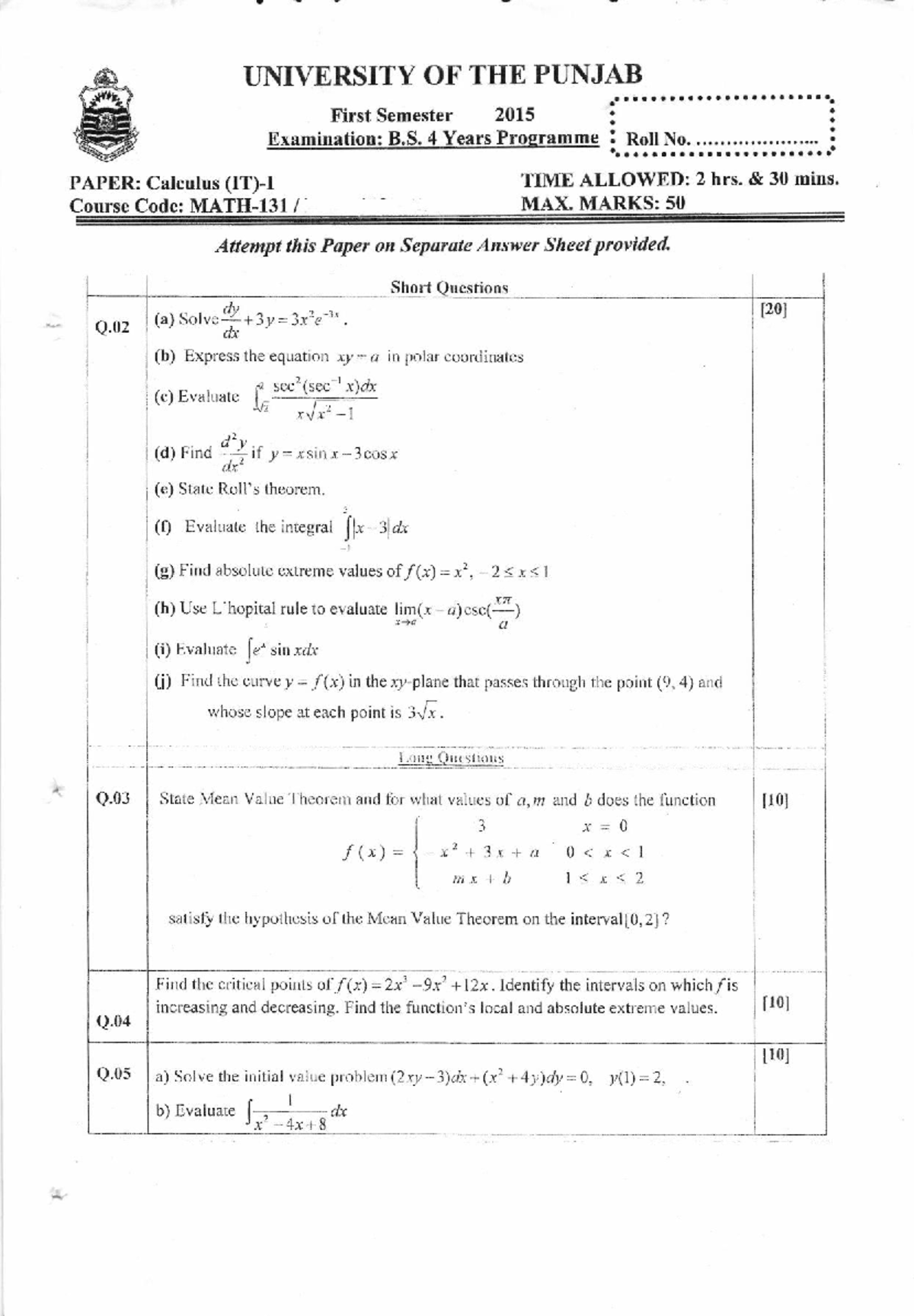 BS 4 Years Past Paper MATH - Insurance - Studocu