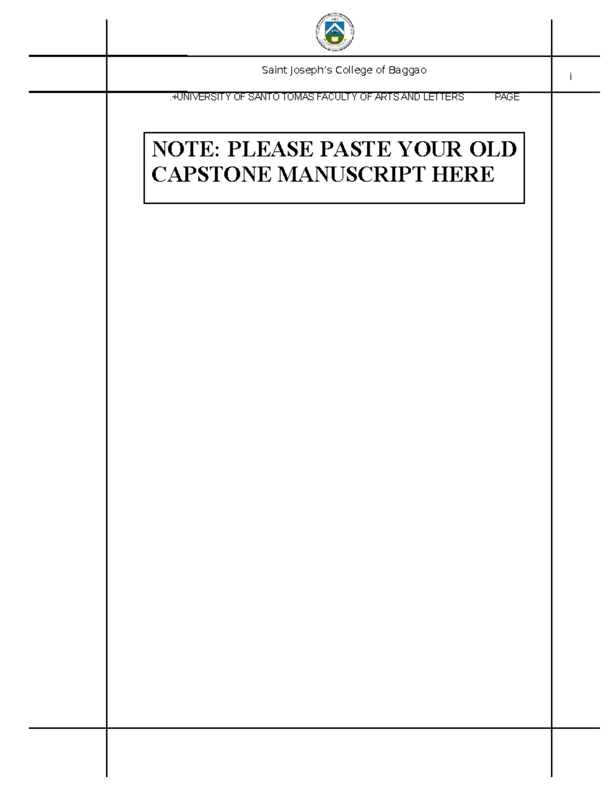 Capstone Template Final - .+UNIVERSITY OF SANTO TOMAS FACULTY OF ARTS ...