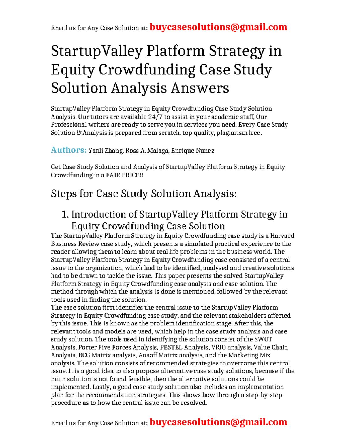 Case Solution StartupValley Platform Strategy in Equity Crowdfunding - StartupValley Platform ...