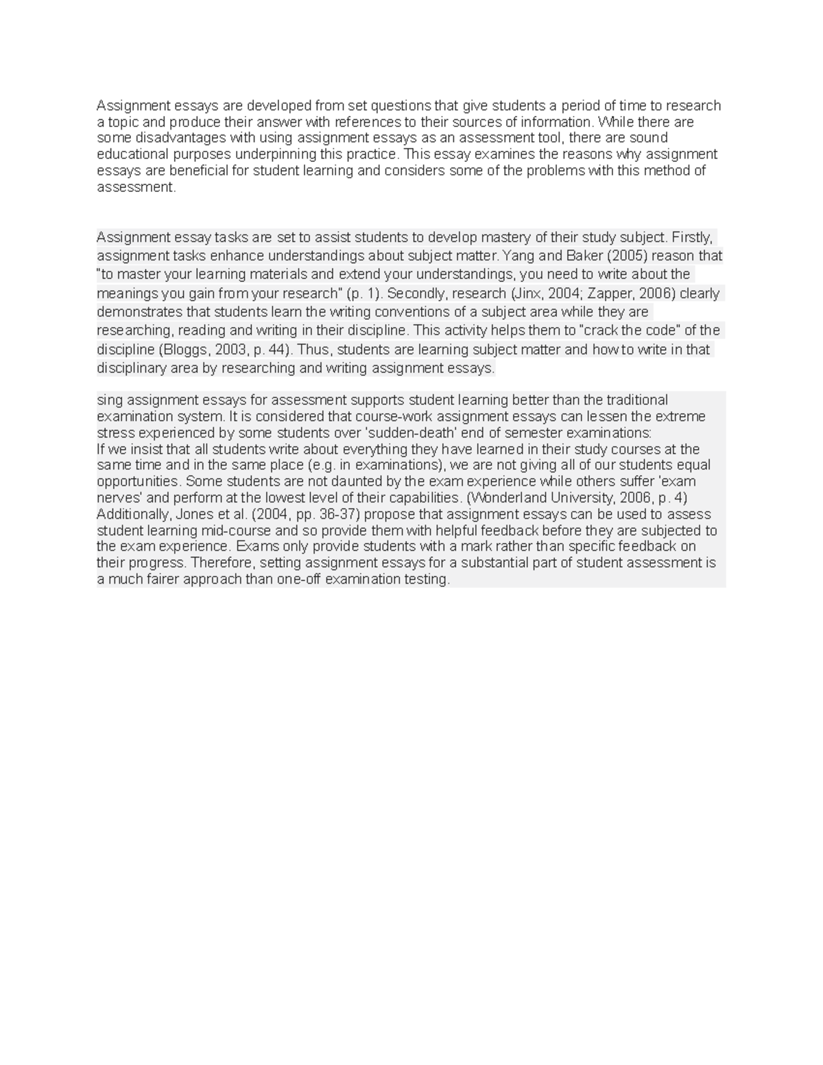 essay about assignments - Assignment essays are developed from set ...