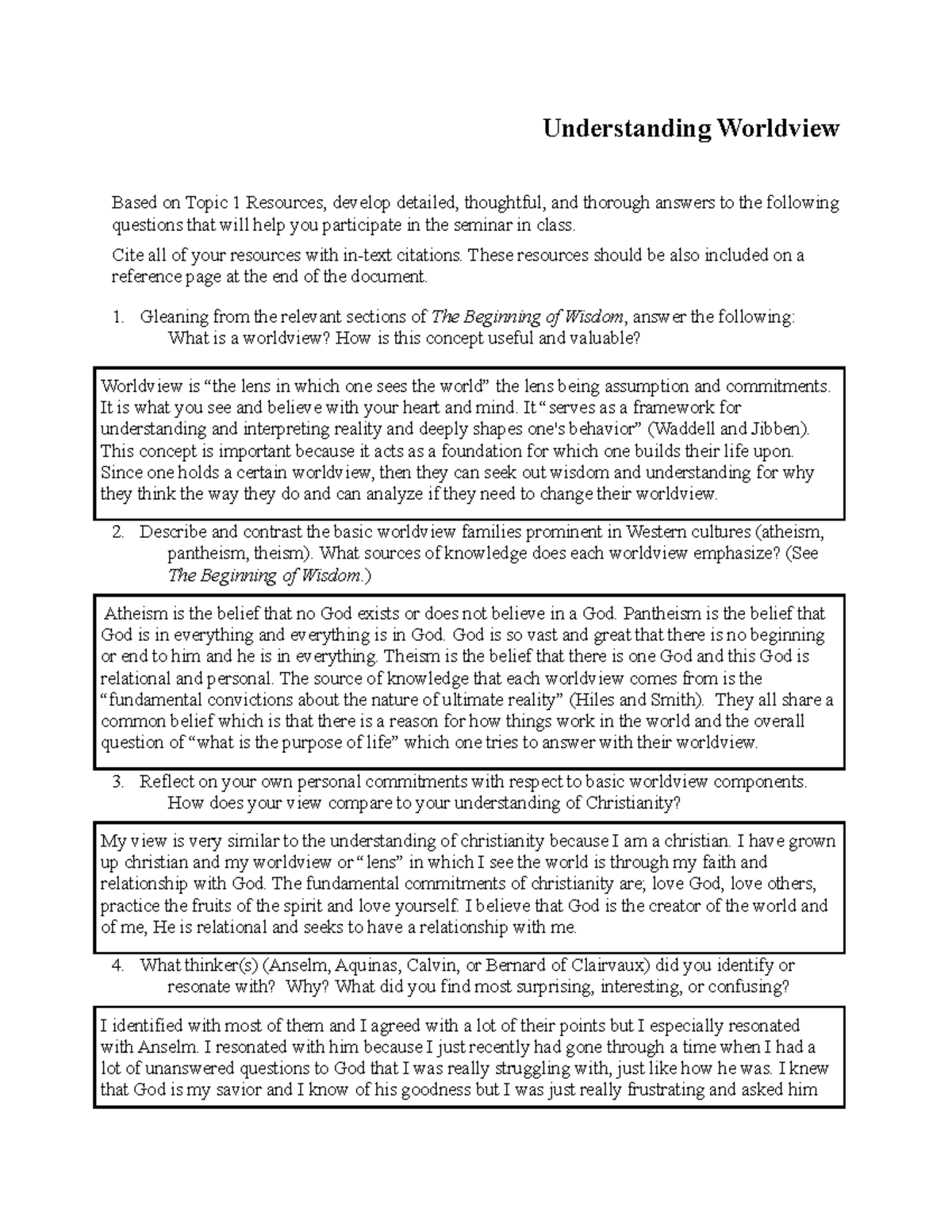 Understanding Worldview seminar - Understanding Worldview Based on ...