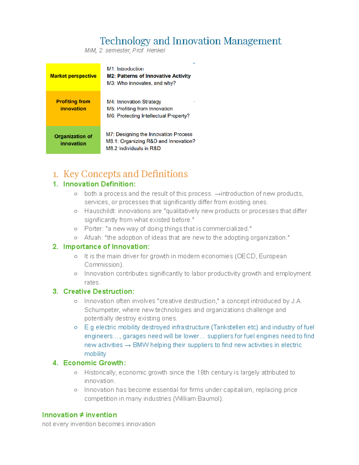 Technology and Innovation MiM - Technology and Innovation Management MiM, 2. semester, Prof ...