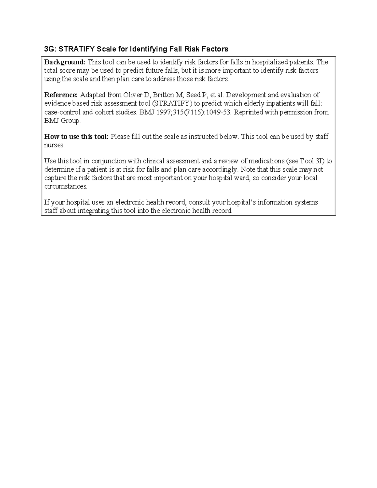 Fallpxtool 3g- 1 - note - 3G: STRATIFY Scale for Identifying Fall Risk ...