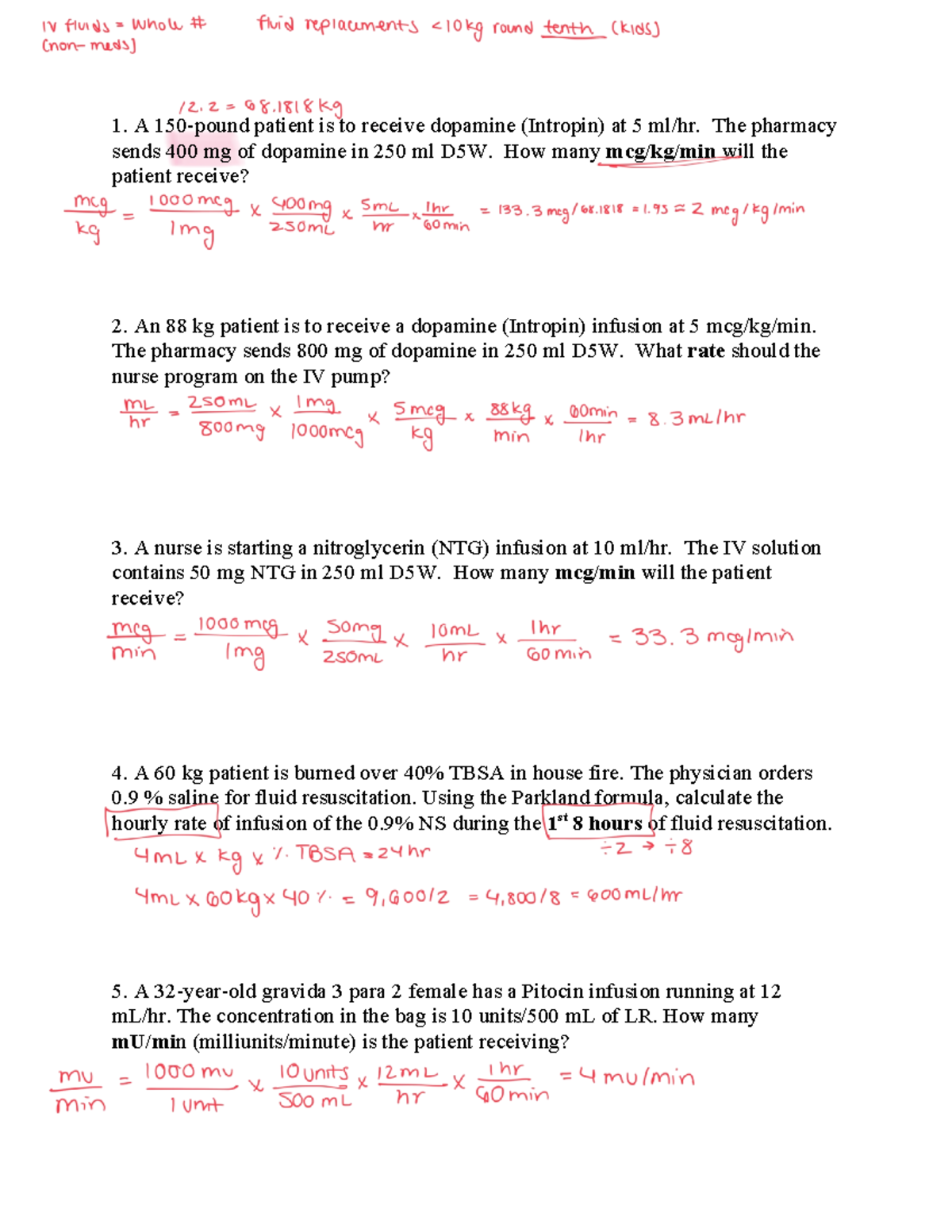 Medcalcexamplessummer 2021(3) - Tagged - A 150-pound patient is to ...