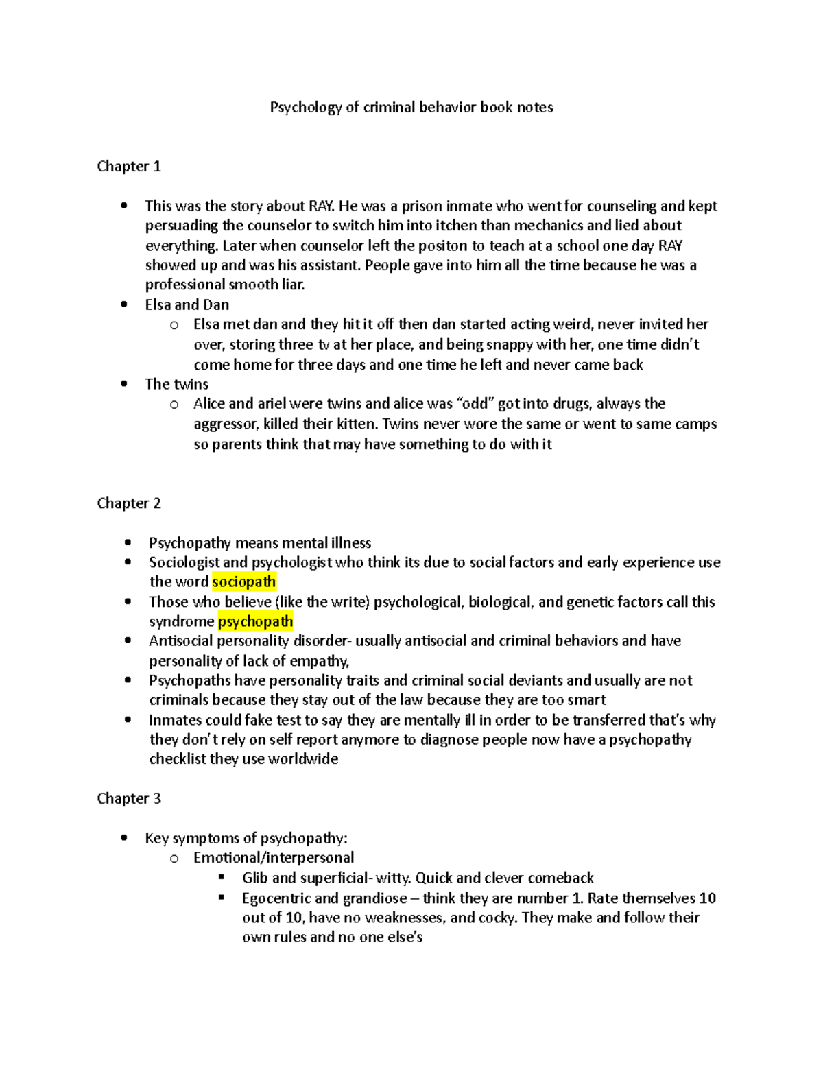 Psychology of criminal behavior book notes - He was a prison inmate who ...