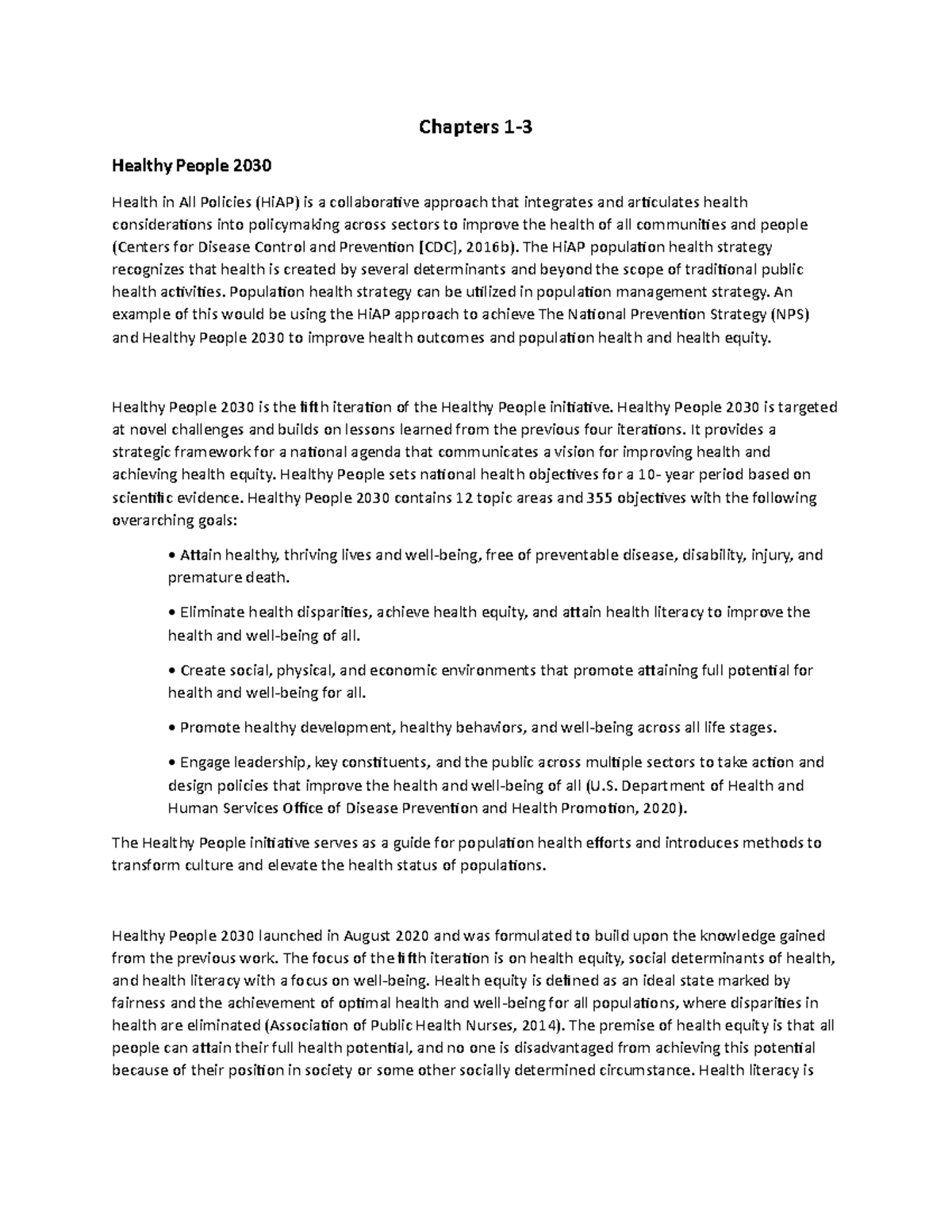 Chapters 1-3 - chapter 1 public health - Chapters 1- Healthy People ...