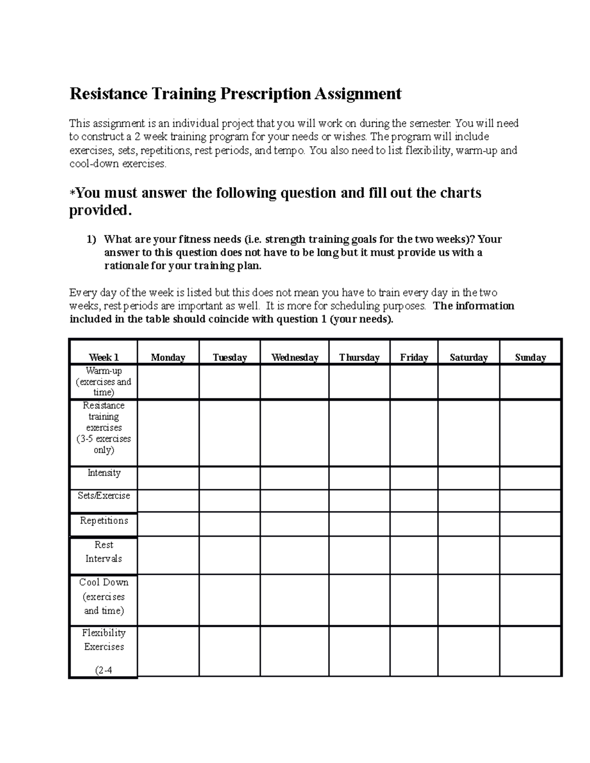Resistance+Training+Prescription+Assignment+2016 - Resistance Training ...