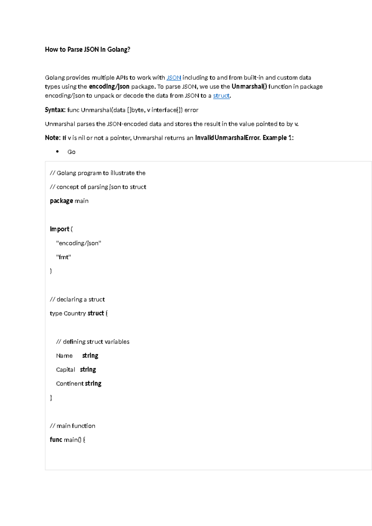 4 reading a json - segreg - How to Parse JSON in Golang? Golang provides multiple APIs to work ...