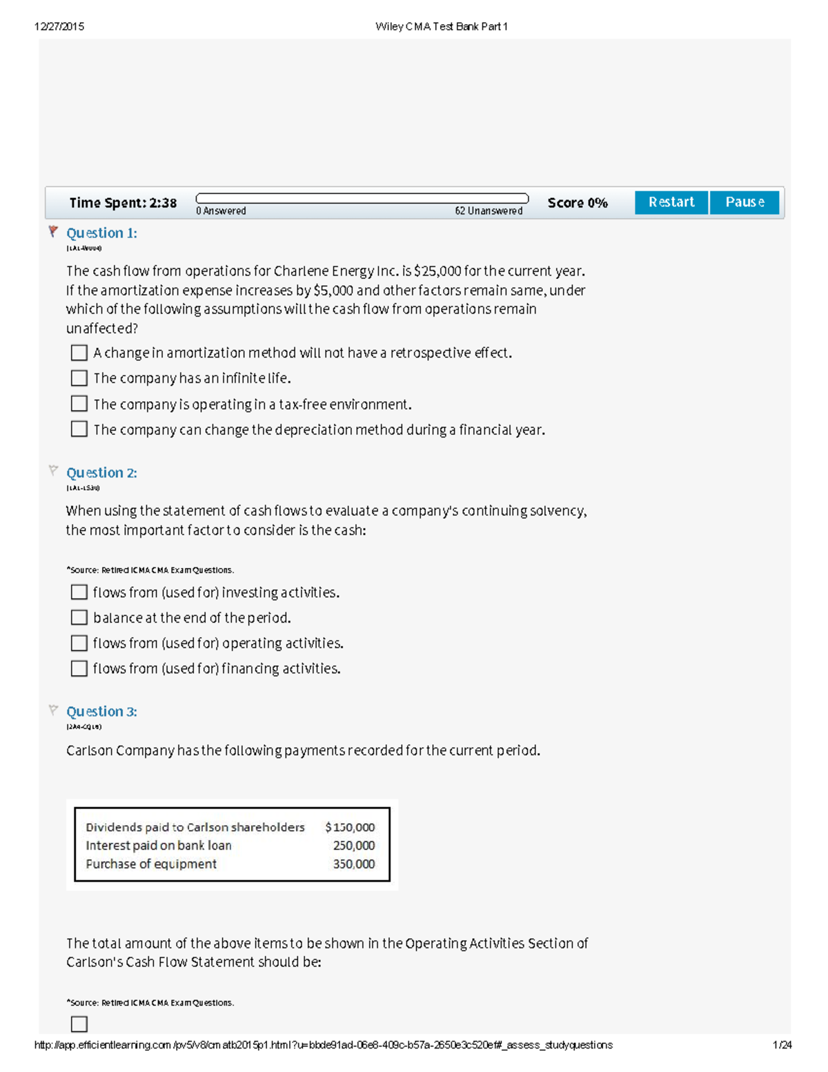 A1 Financial Statements (Without Answer) - Time Spent: 2:38 0 Answered ...