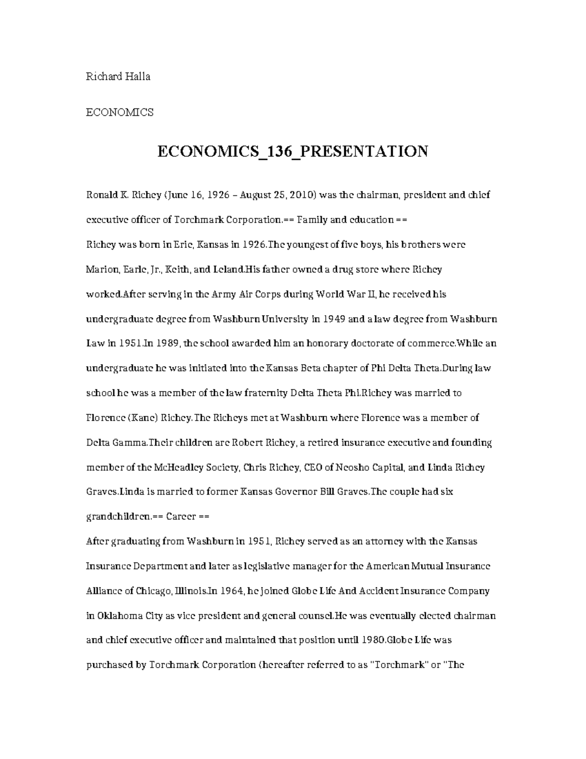 E Conomics 136 Presentation - Richard Halla ECONOMICS ECONOMICS_136 ...