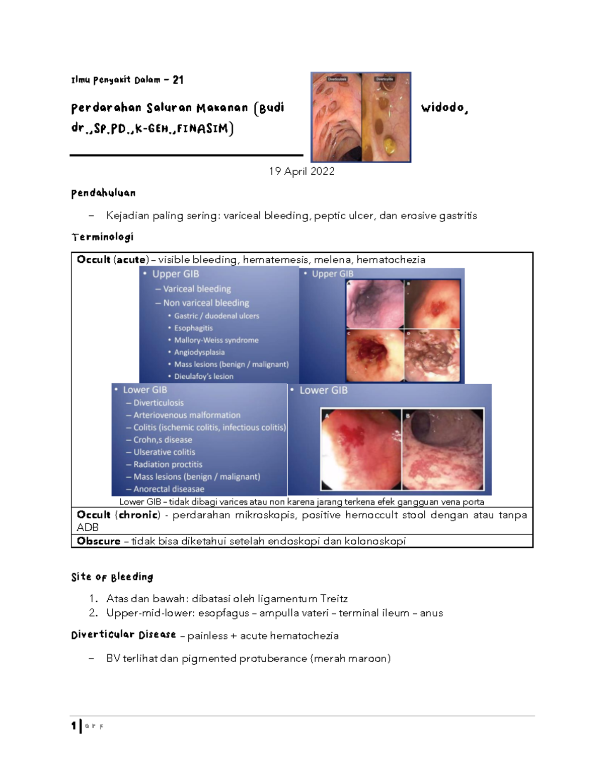 21. Perdarahan Saluran Makanan (Budi Widodo, dr.,Sp.PD - Ilmu Penyakit ...