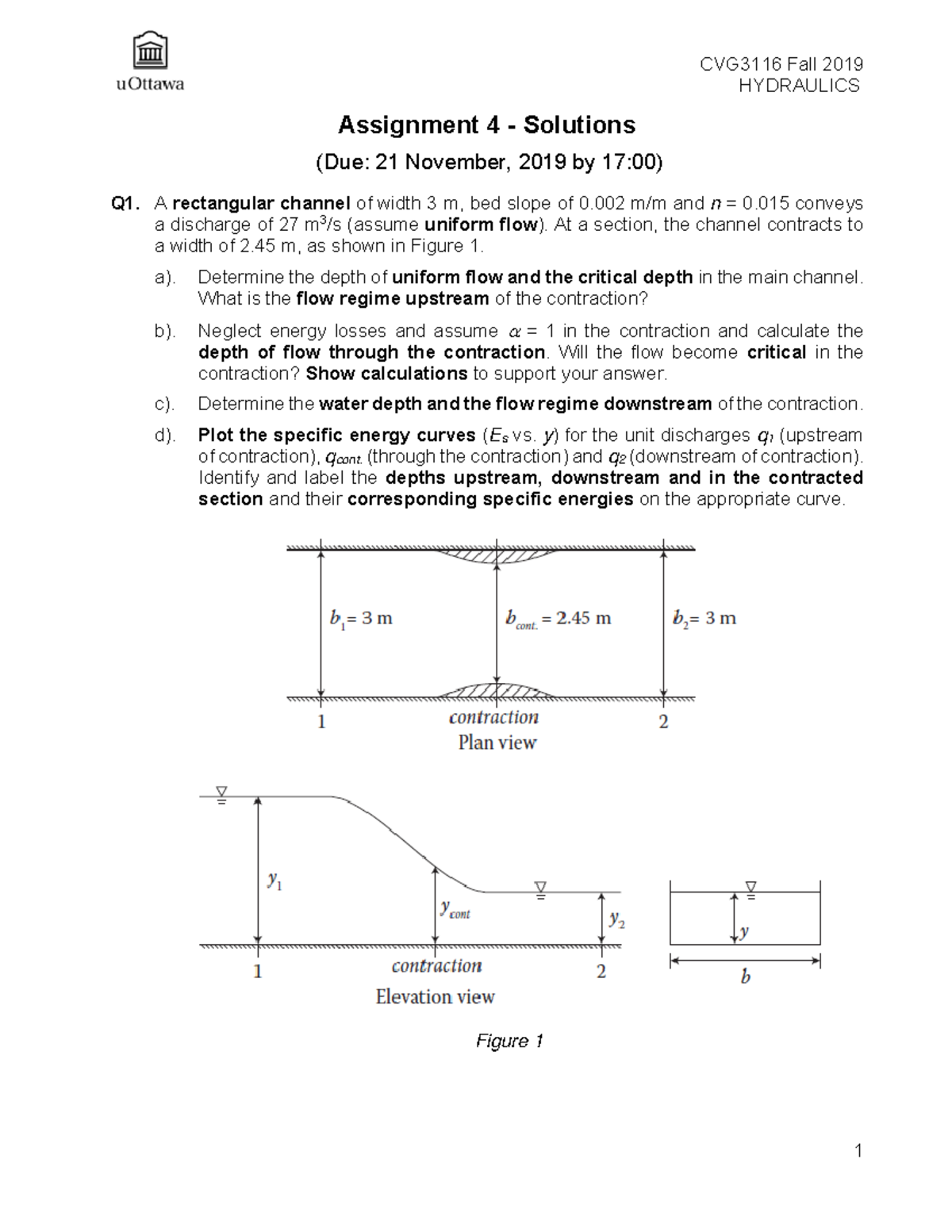 CVG3116 Assignment 4 F2019 - Solutions - CVG3116 - uOttawa - Studocu