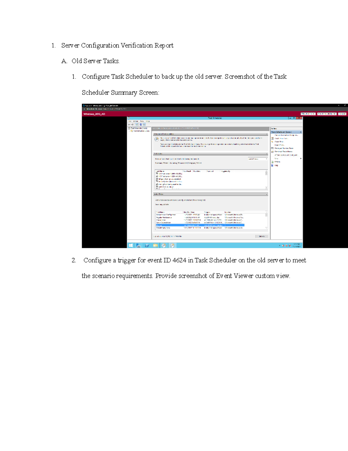 CYB 230 Server Verification Report - Server Configuration Verification Report A. Old Server ...