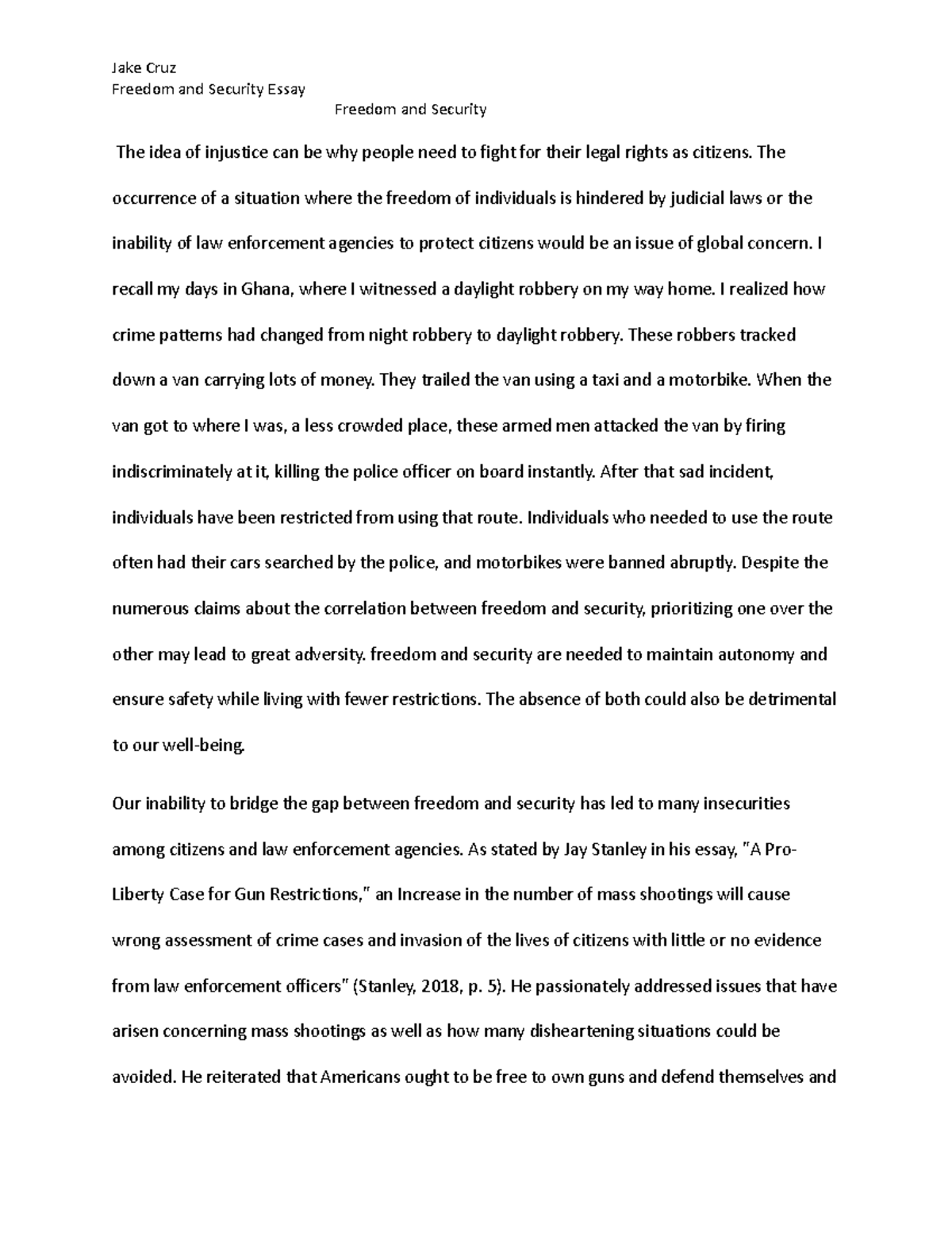 Freedom and Secruity Case Study - Freedom and Security The idea of ...