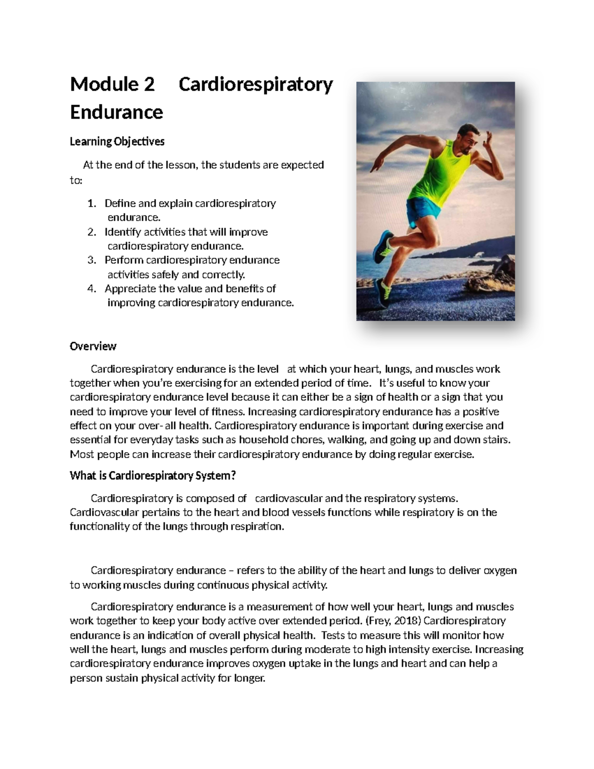 Pathfit- Cardio - Reviewer - Module 2 Cardiorespiratory Endurance ...