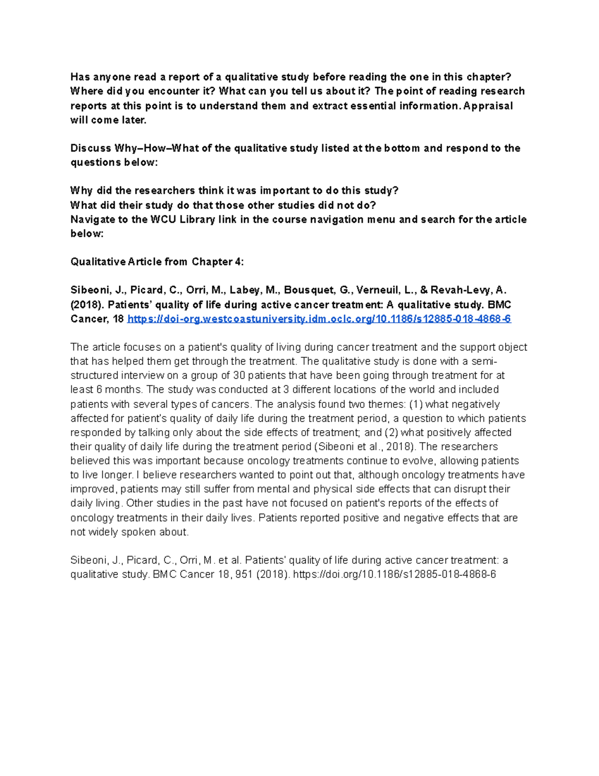 Week 2 discussion post Nurs 350 - Has anyone read a report of a ...