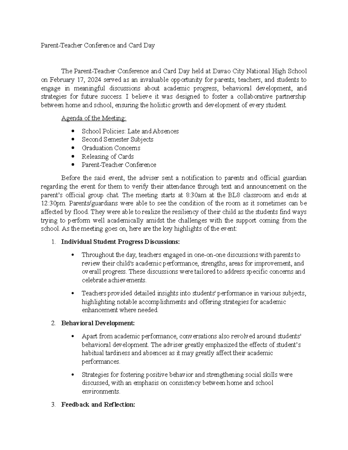 Narrative Report - Summary Master educational management - Parent ...