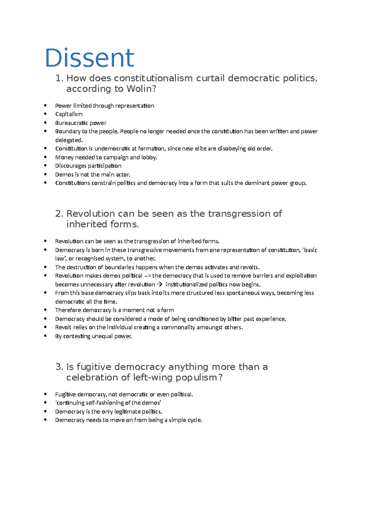 Dissent - Dissent 1. How does constitutionalism curtail democratic ...