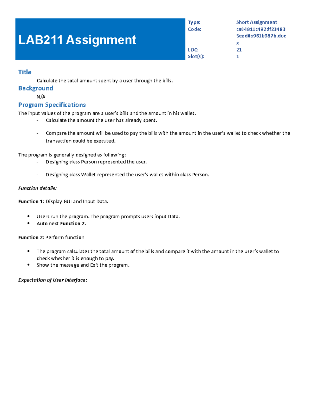 J1 - aaS - LAB211 Assignment Type: Short Assignment Code: ca04811c492df ...