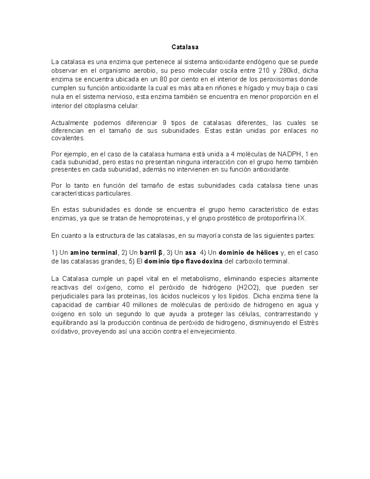 Catalasa Estefania - Catalasa La catalasa es una enzima que pertenece ...