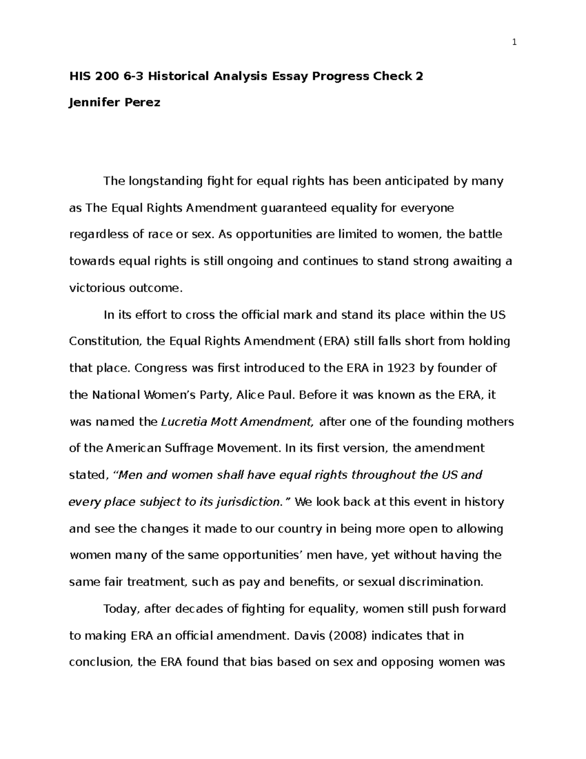 HIS 200 6-3 Historical Analysis Essay Progress Check 2 - As ...