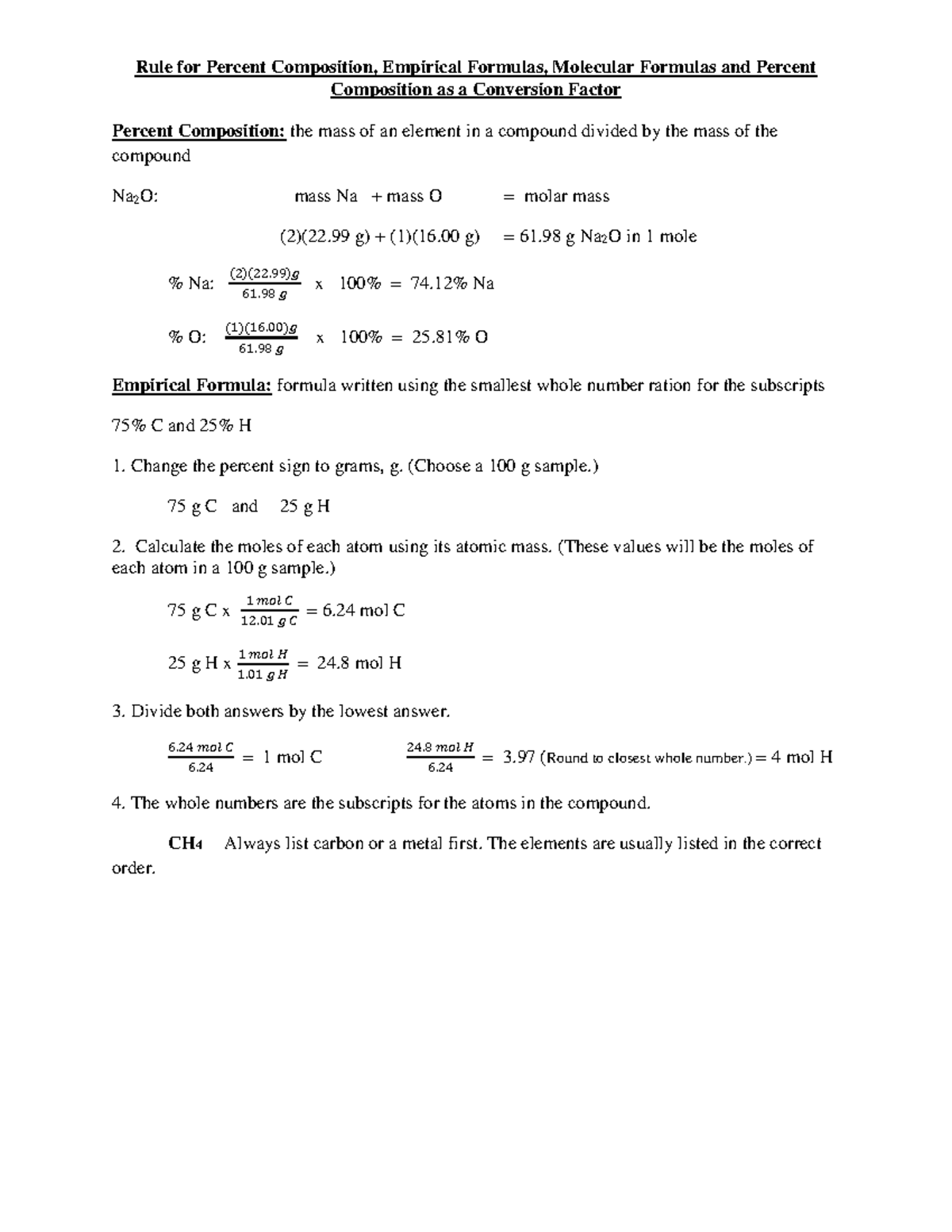 Rules percent comp emp form molecular Form - Rule for Percent ...