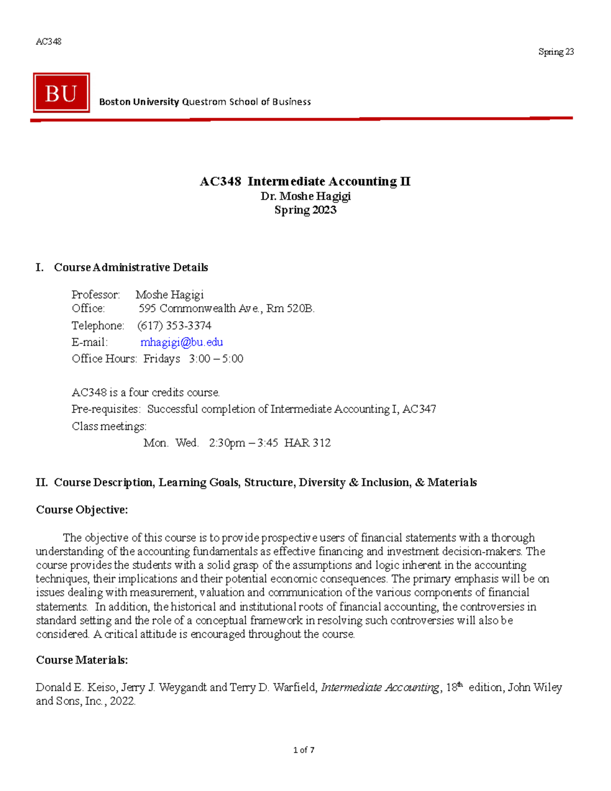 AC348 Spring 23 Syllabus - Spring 23 Boston University Questrom School ...