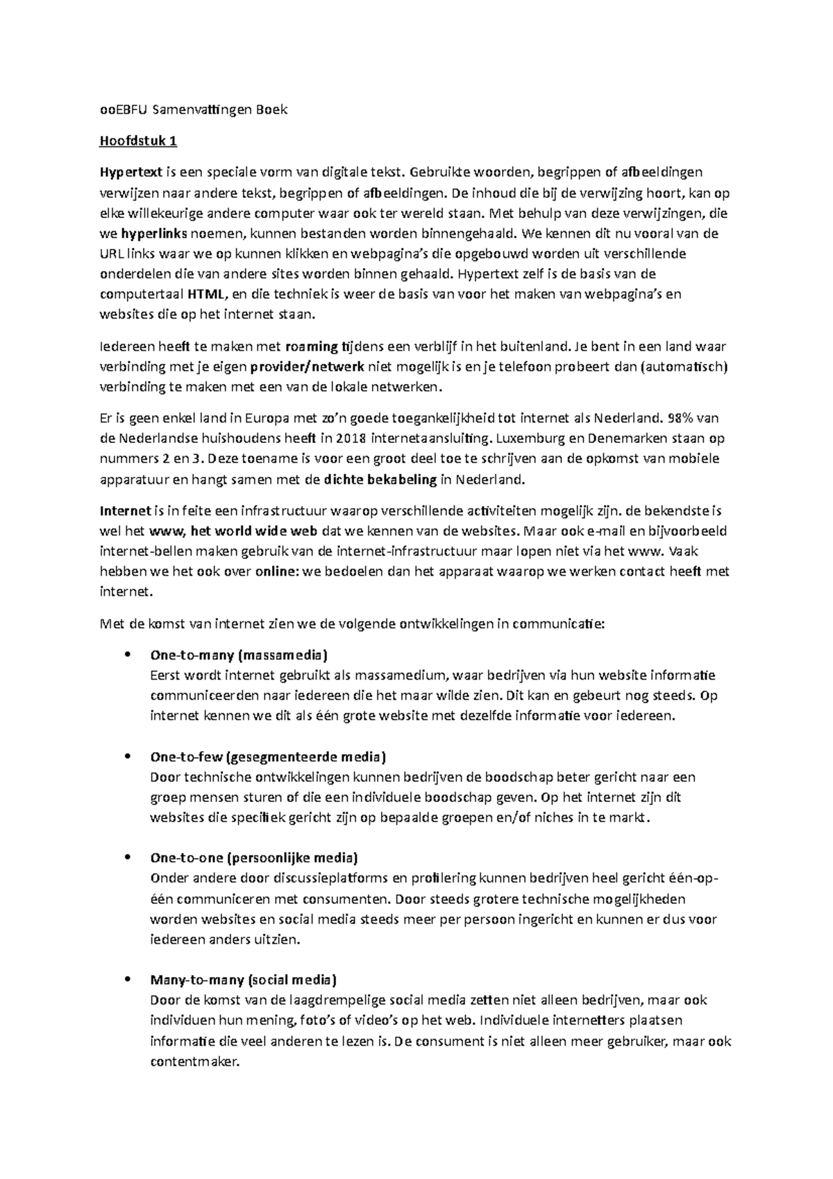 Samenvattingen Boek EBFU - ooEBFU Samenvattingen Boek Hoofdstuk 1 Hypertext is een speciale vorm ...