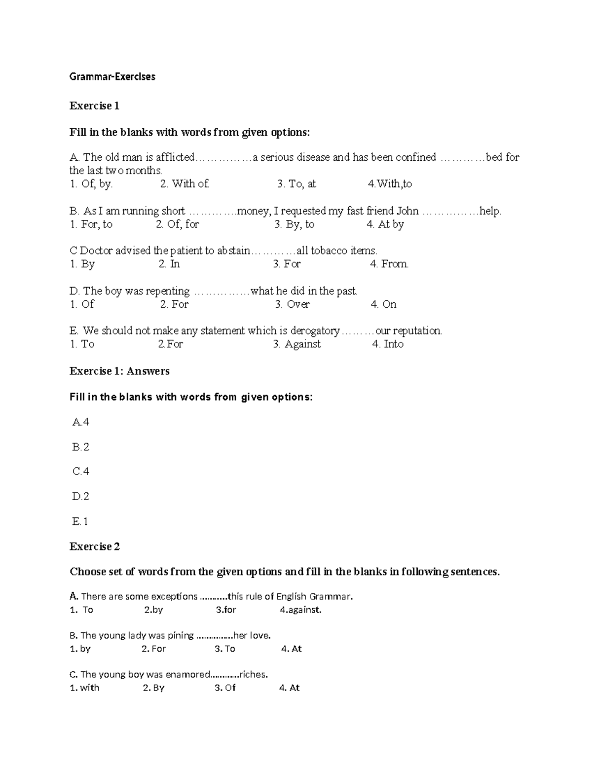 Mixed Grammar - soft skill notes - Grammar-Exercises Exercise 1 Fill in ...