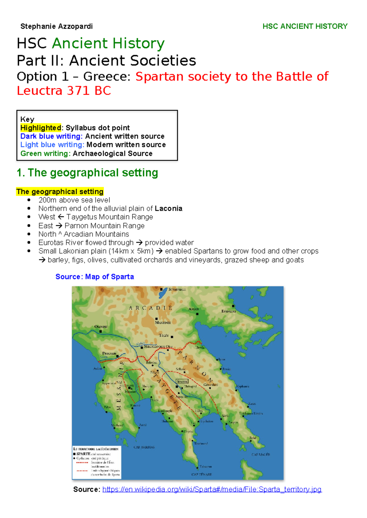 2833Sparta Study Notes - HSC Ancient History Part II: Ancient Societies ...