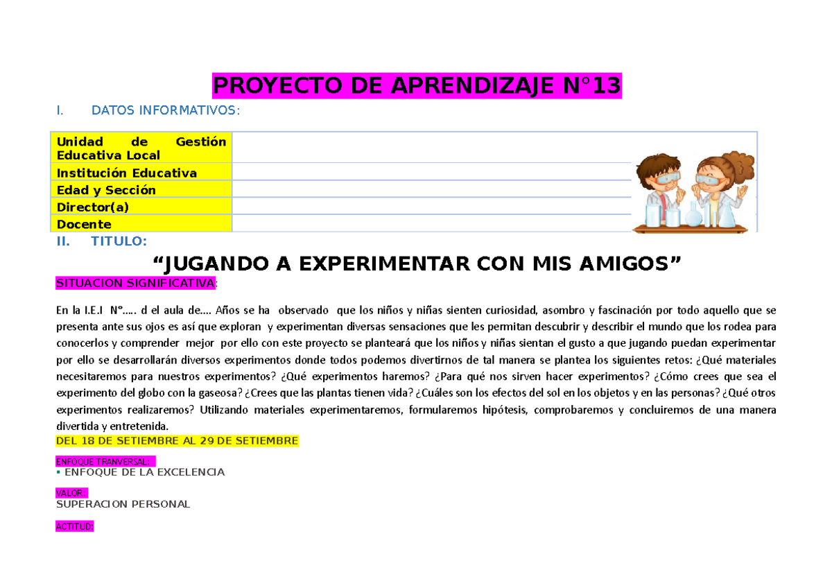 Proyecto N° 13 “ Jugando A Experimentar CON MIS Amigos” corregido ...