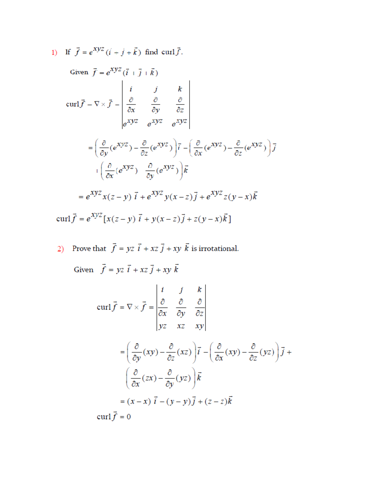 Problems on Curl of vector field - Mathematics-II - Studocu
