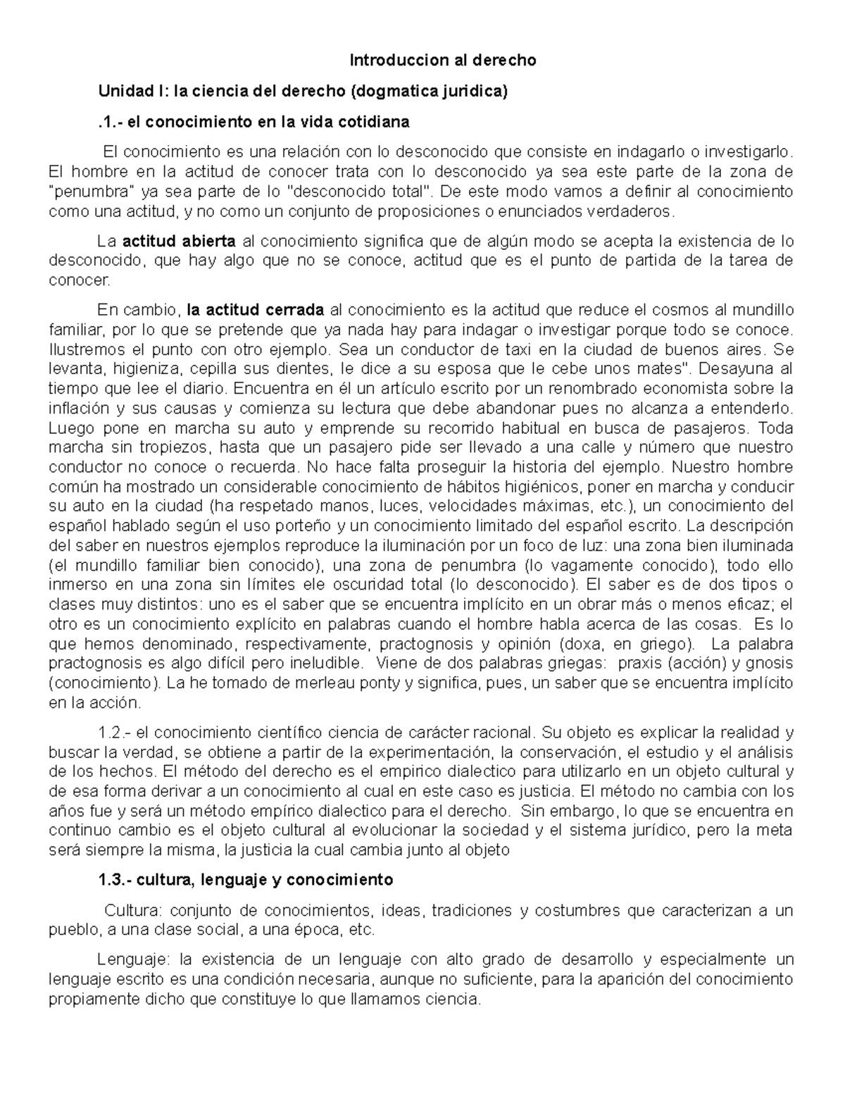 Introduccion AL Derecho resumen en base al programa-1 - Introduccion al derecho Unidad I: la ...