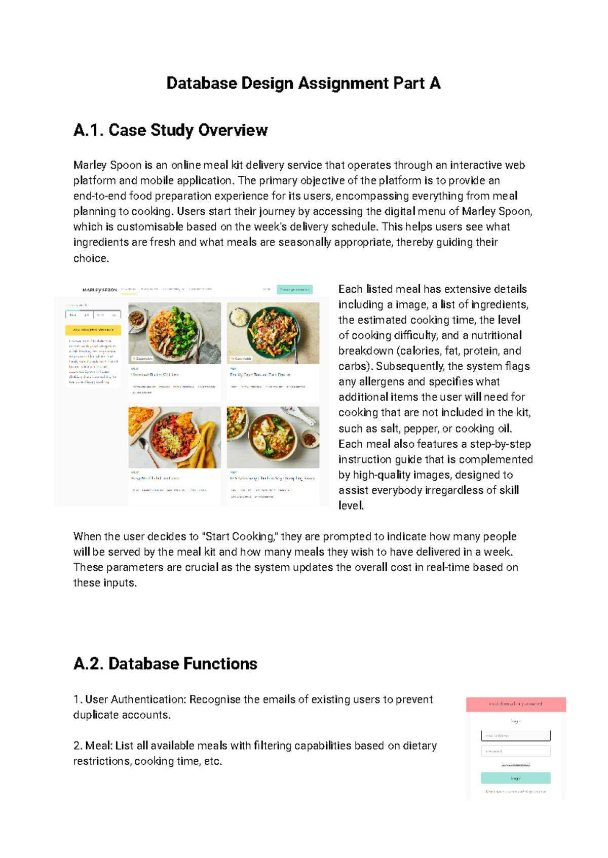 Part A Past Assignment Database Design Assignment Part A A Case
