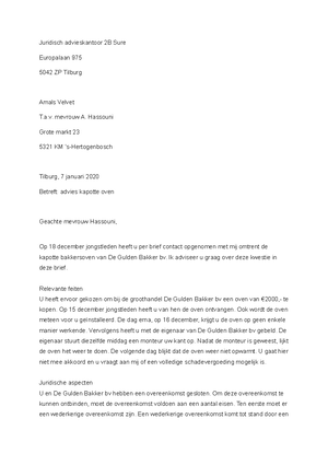 adviesbrief periode 2 - HANDLEIDING Juridische schrijfvaardigheden 1 ...