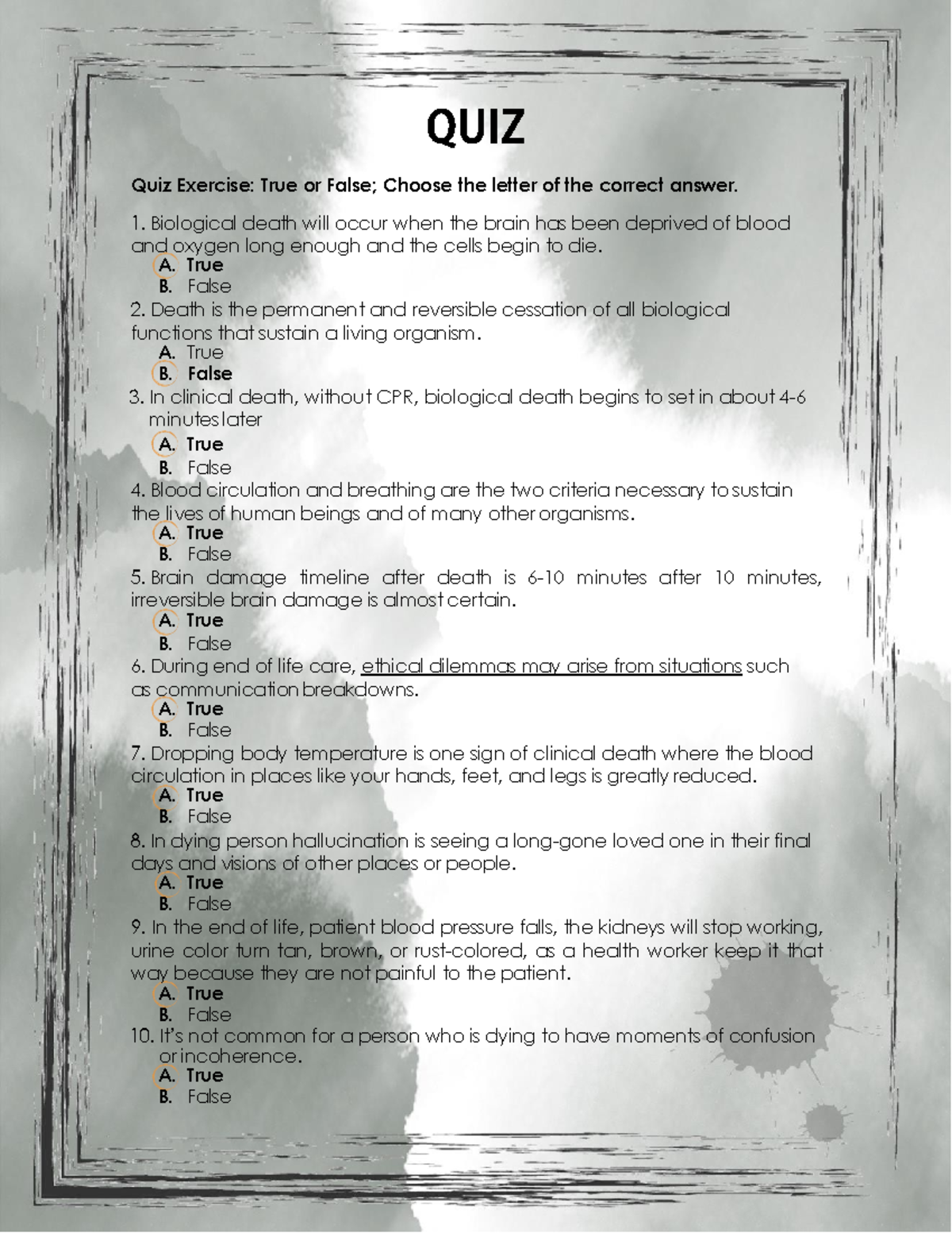 Biology - Bioethics - Euthanasia with Explanation (Quick Practice Test ...