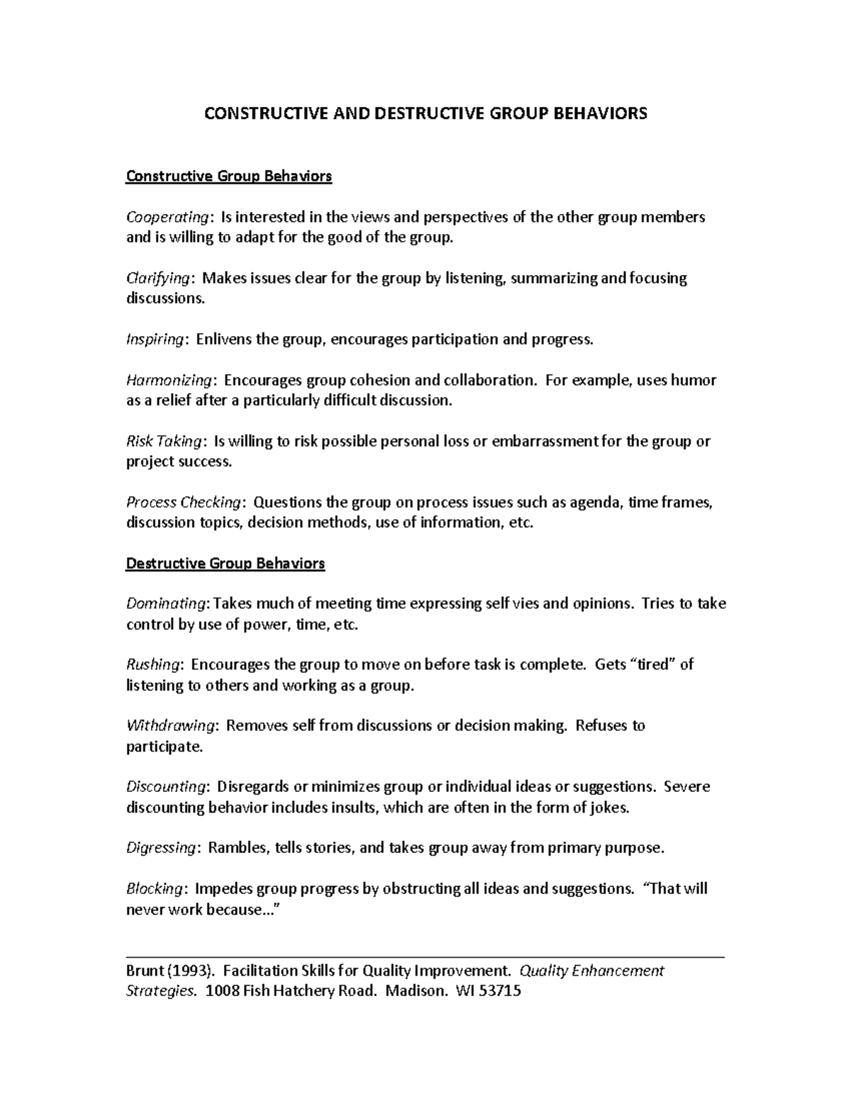 Constructive and destructive group behaviors - CONSTRUCTIVE AND ...