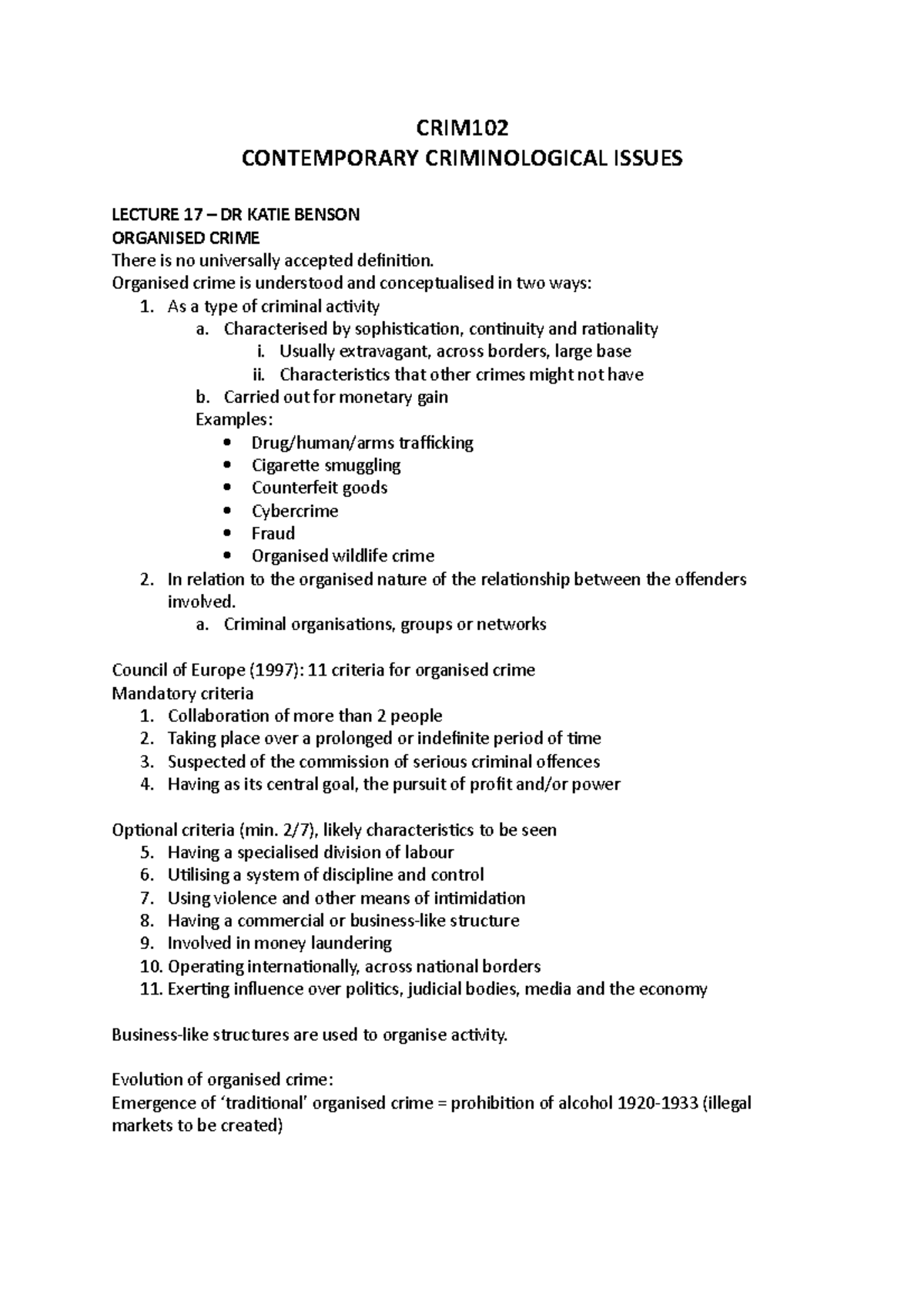 Contemporary Criminological Issues - CRIM102 CONTEMPORARY ...