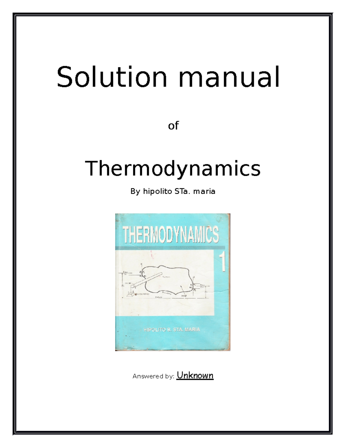 Sol Man Thermodynamics 1 - Solution manual of Thermodynamics By ...