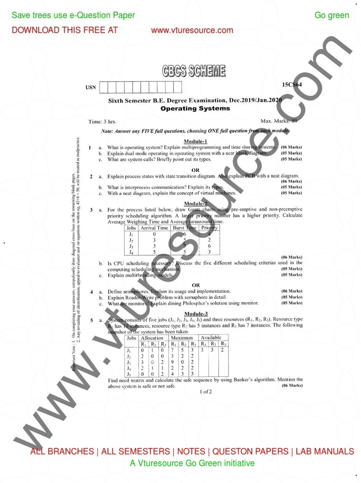 Jan-2020 15CS64 - Question Paper - Bachelor of engineering - Studocu