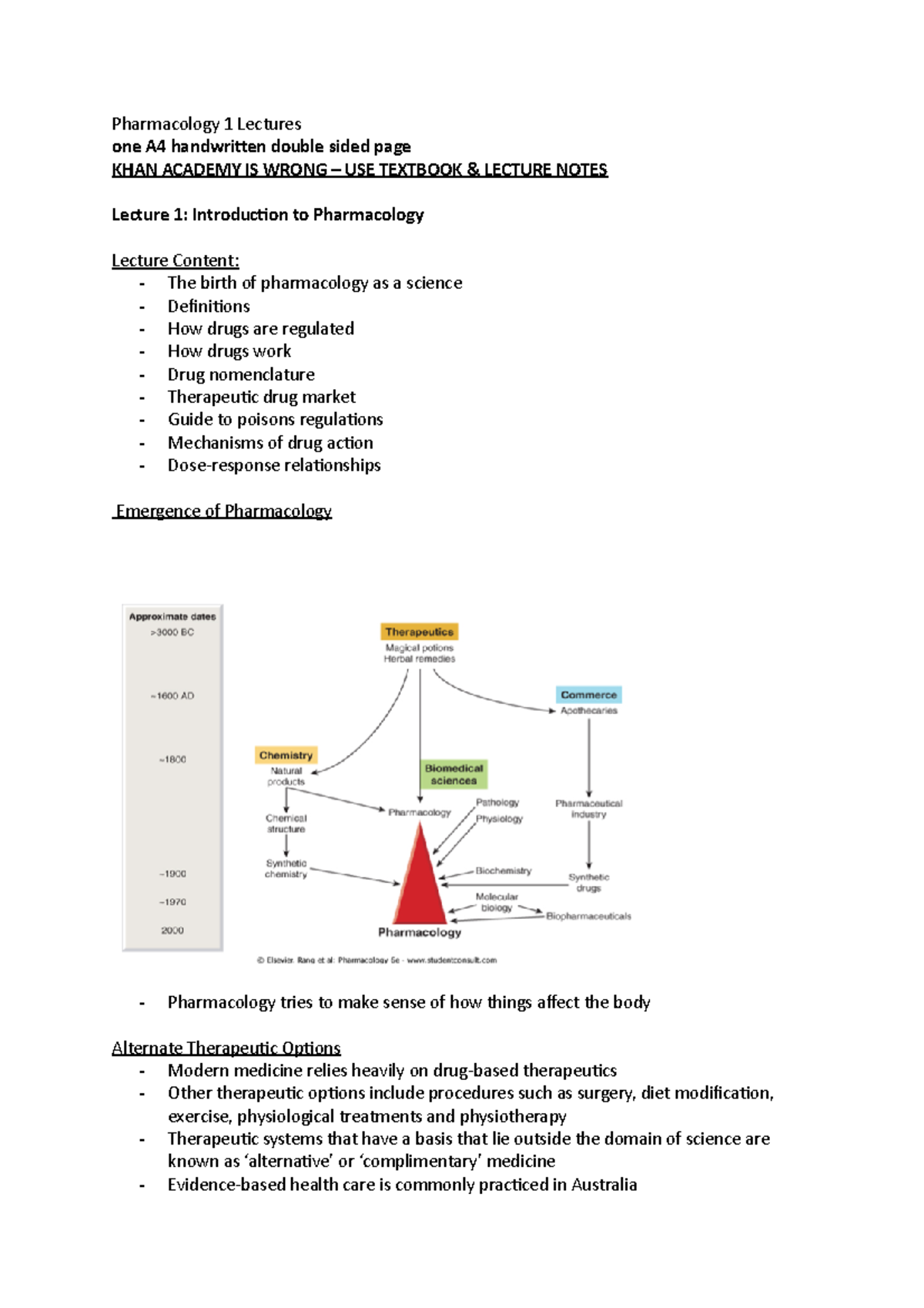 Pharmacology 1 Lecture Notes - Pharmacology 1 Lectures one A4 ...