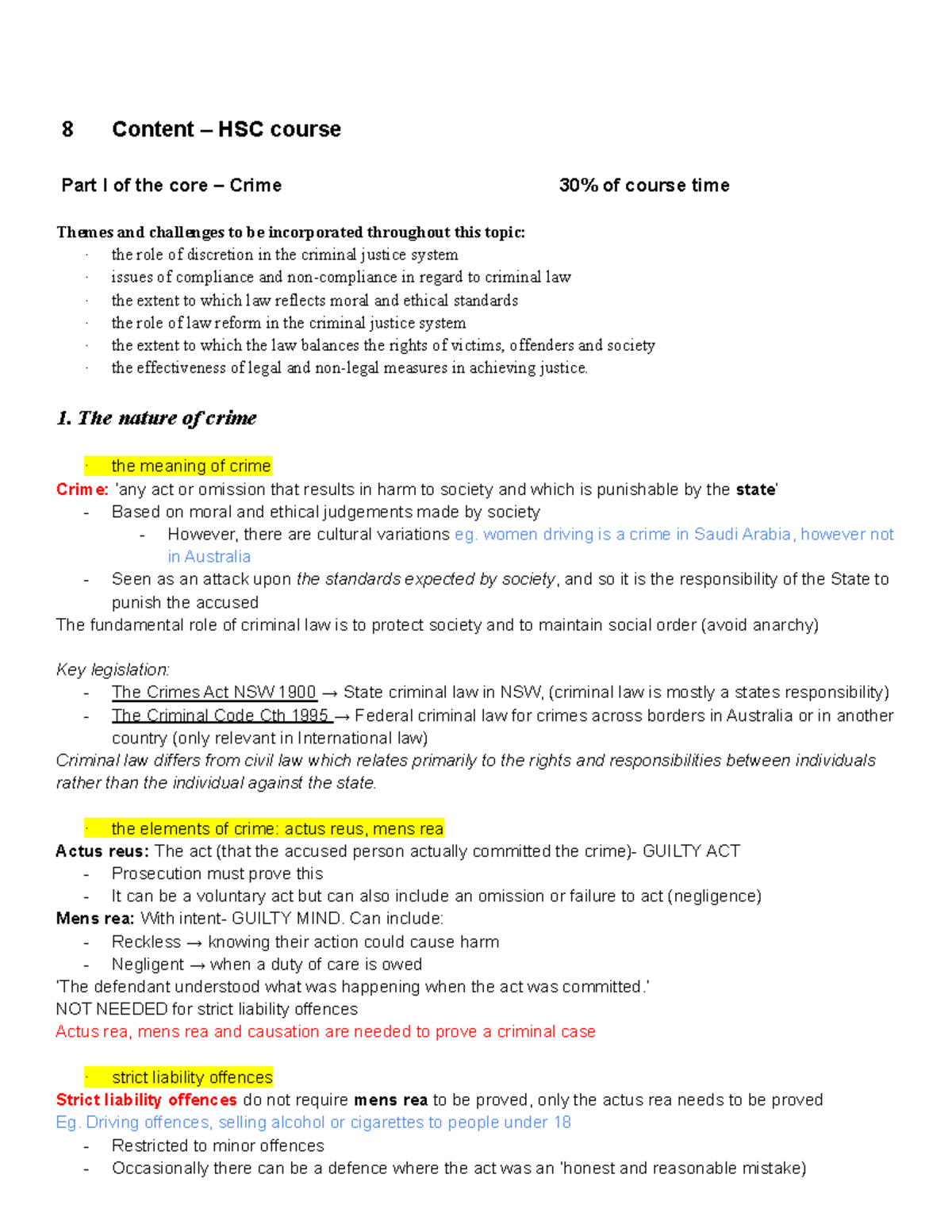 HSC Crime Notes - Studocu