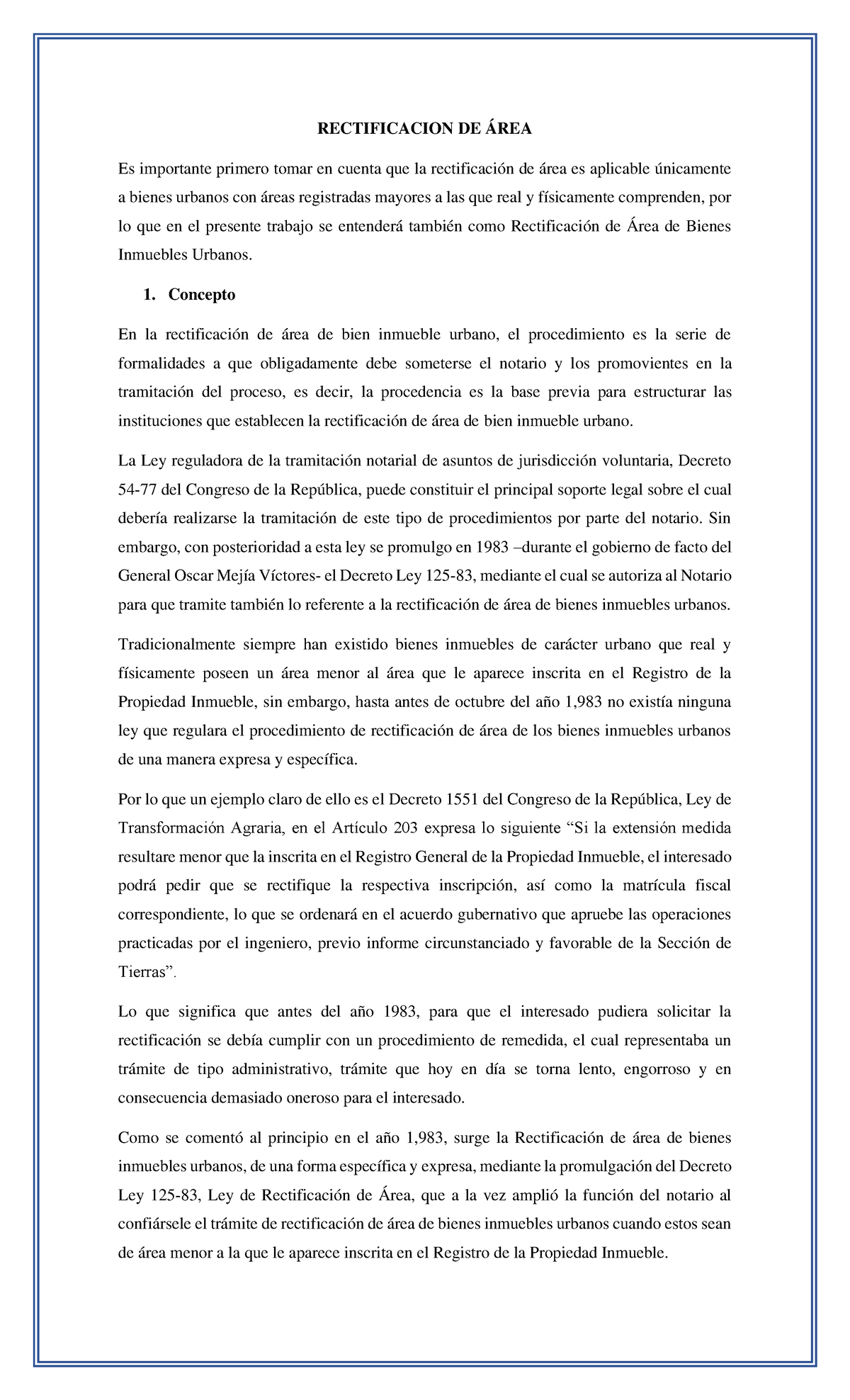 Rectificacion DE ÁREA 1 - RECTIFICACION DE ÁREA Es importante primero ...