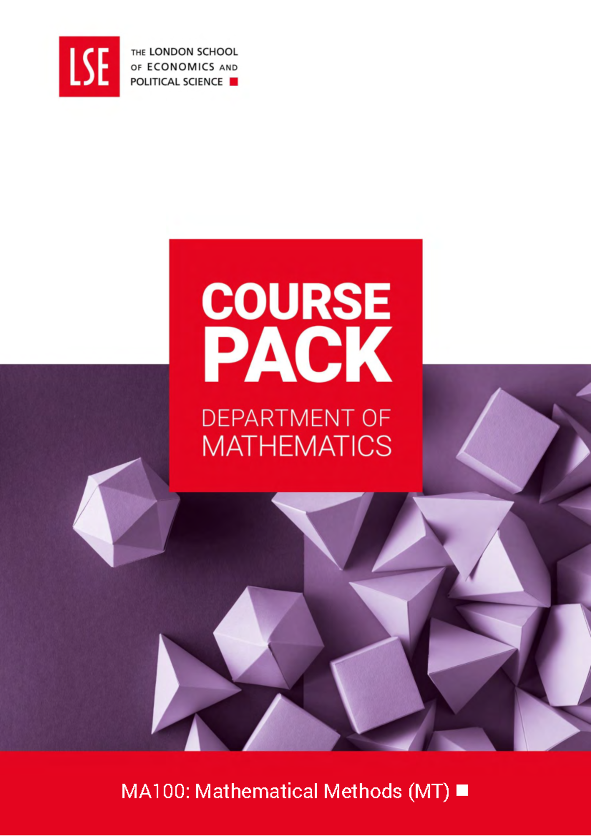 MA100 MT 2022-23 compressed - MA100: Mathematical Methods (MT) Contents ...