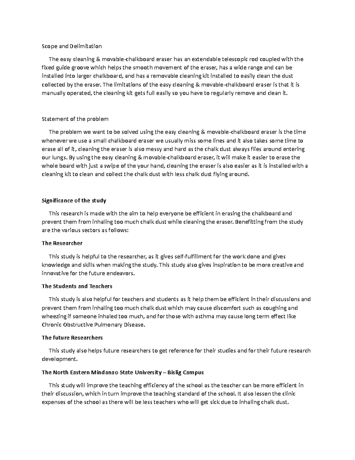 Document - None - Scope and Delimitation The easy cleaning & movable ...